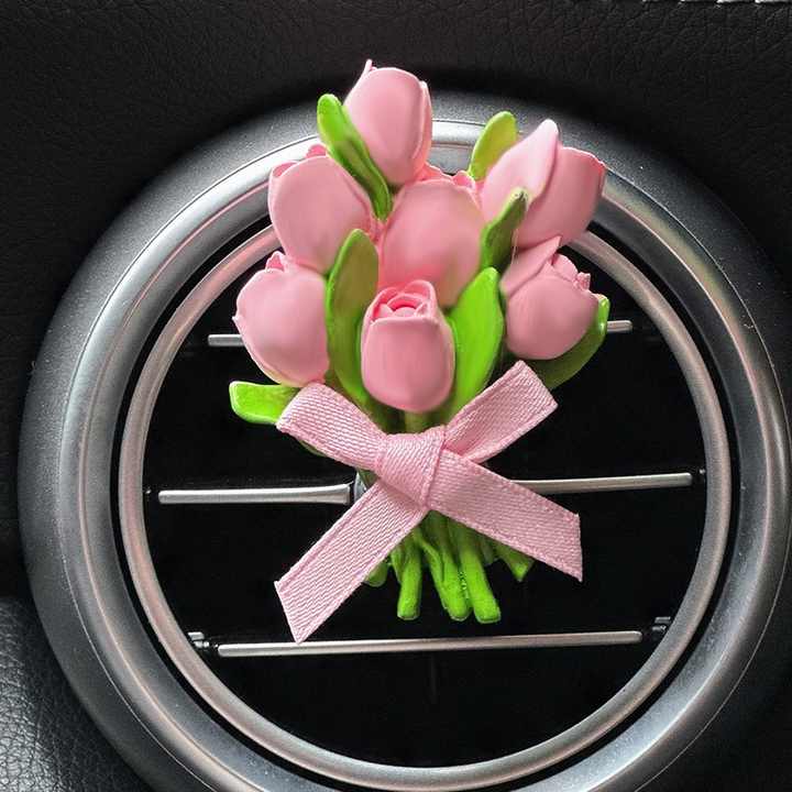 Luxury Solar Powered Car Air Freshener Tulip Ornament Interior ...