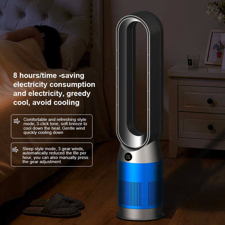 Bladeless Cooling & Heating Fan with Air Purifier, Remote Control