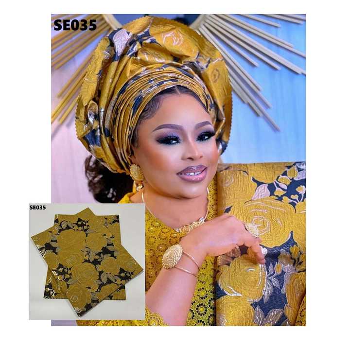 3D Sego Headtie African Style Embroidered High Quality
