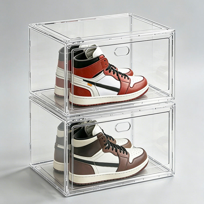 Transparent Storage Bins Sturdy Stackable Box Closet Collapsible ...