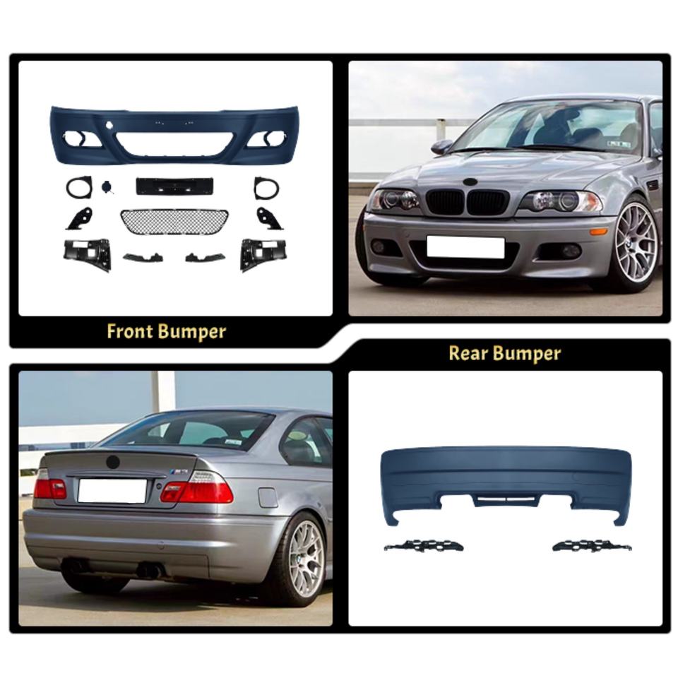 Auto Car Parts for BMW E46 M3 Style Front Rear Bumper Kit for 2 Door ...