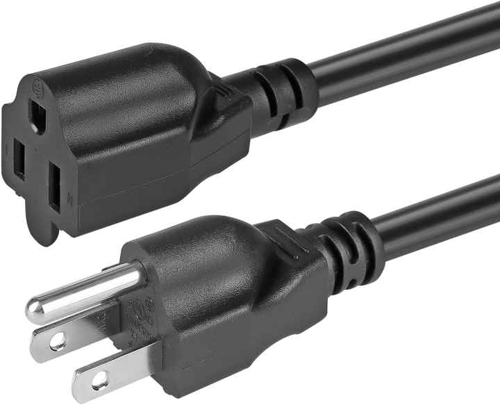 6ft Heavy Duty Extension Cord NEMA 5-15R to NEMA 5-15P Black Extension ...