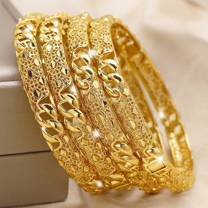 24k Gold-plated Arabic Saudi Fashion Open Bangle, Suitable for Dubai ...
