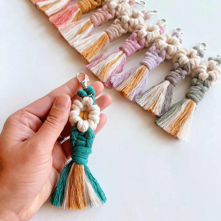 Bohemian Tassel Keychain Hand Woven Bag Hanging Decoration Small Flower ...