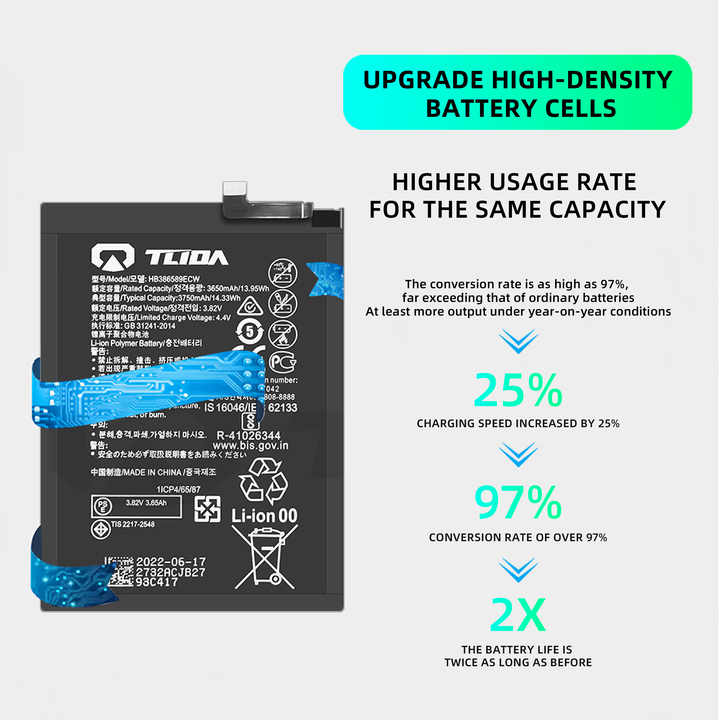 TLIDA Replacement Battery HB386589ECW 3.85V for Huawei P10 Plus and ...