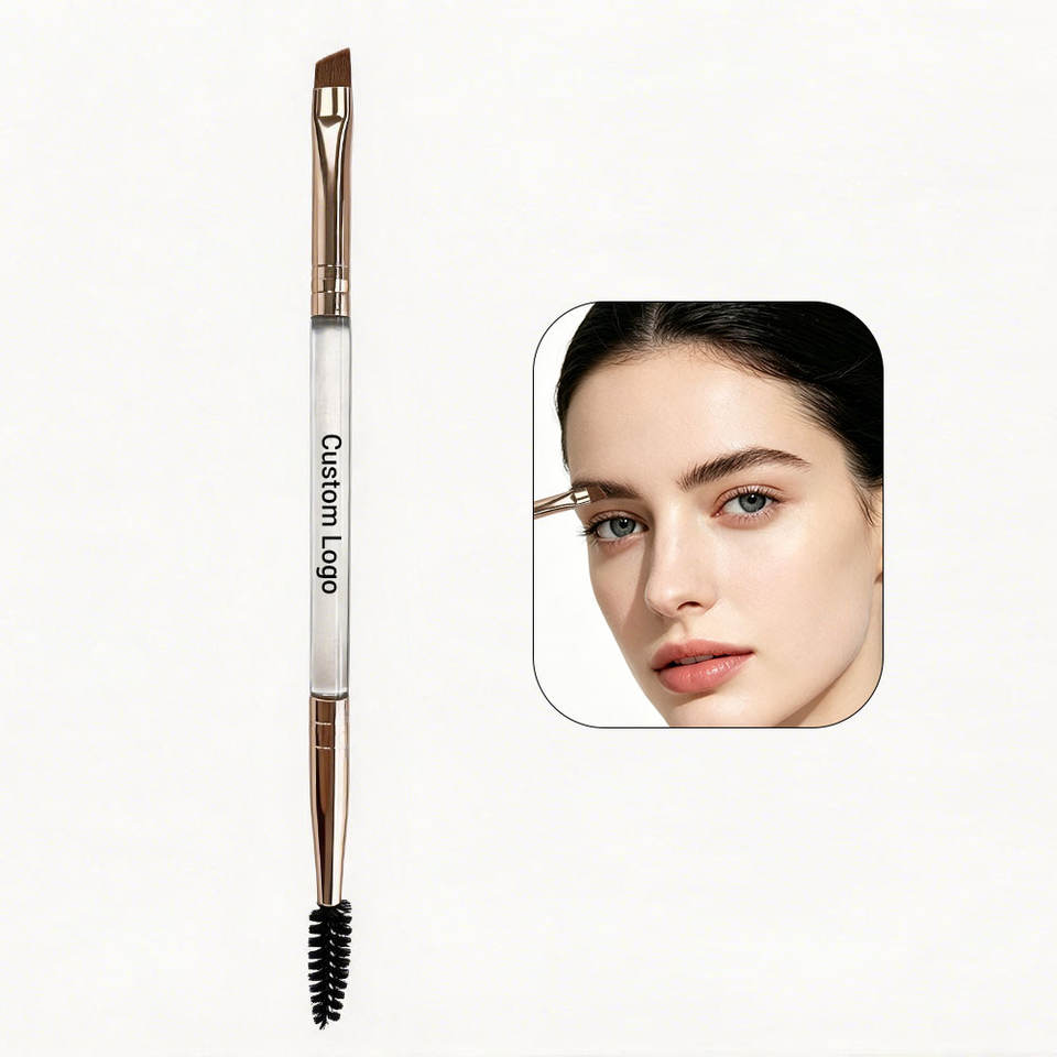 Custom Logo Dual Ended Brow Brush and Spoolie Professional Angled ...