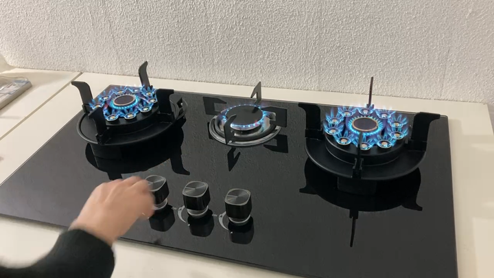Flip Top LPG Gas Cooker - 3 Burner Glass Top Cooktop Stove, Battery ...