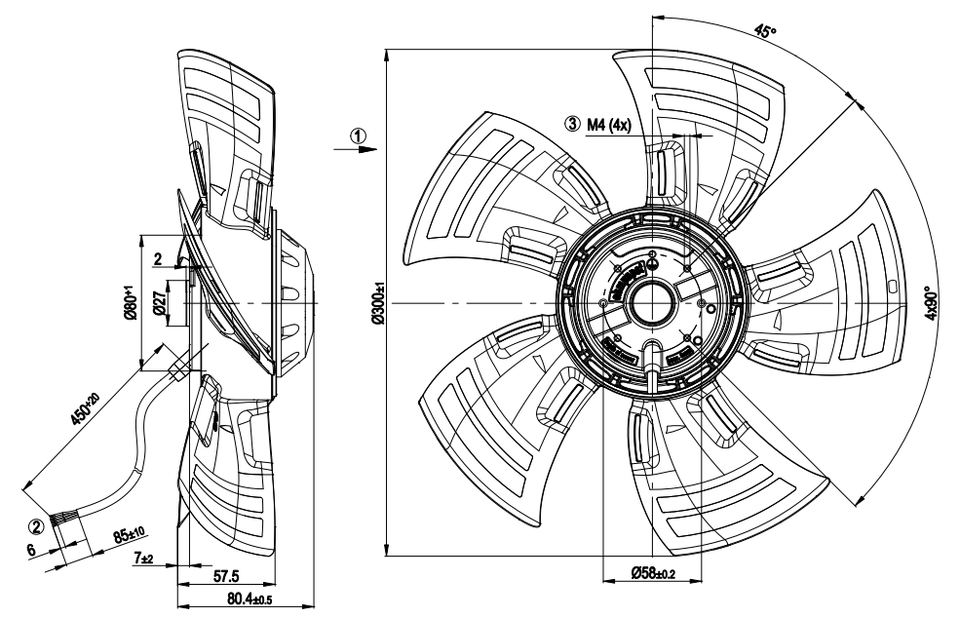 A4E300-AP26-27-35 230V 73/100W Imported Centrifugal Fan From Germany Fan