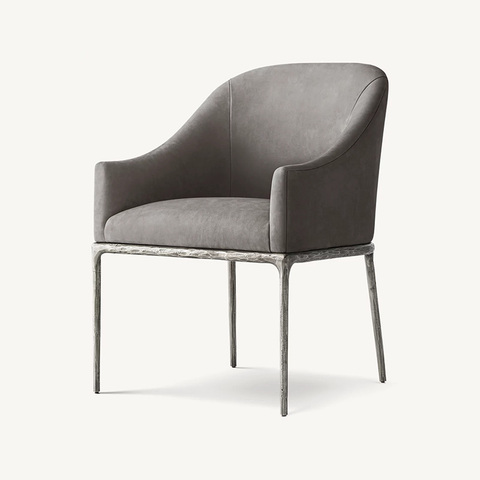Modern Thaddeus Golden Track Arm Chair Hand Hammer Forged Metal Frame ...
