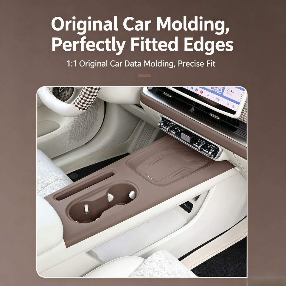 One-Piece Silicone Center Console Wireless Charging Cup Holder ...
