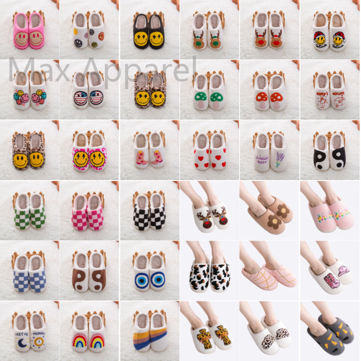 Cozy TPR Slippers with Plaid Cotton and Embroidered Conchas