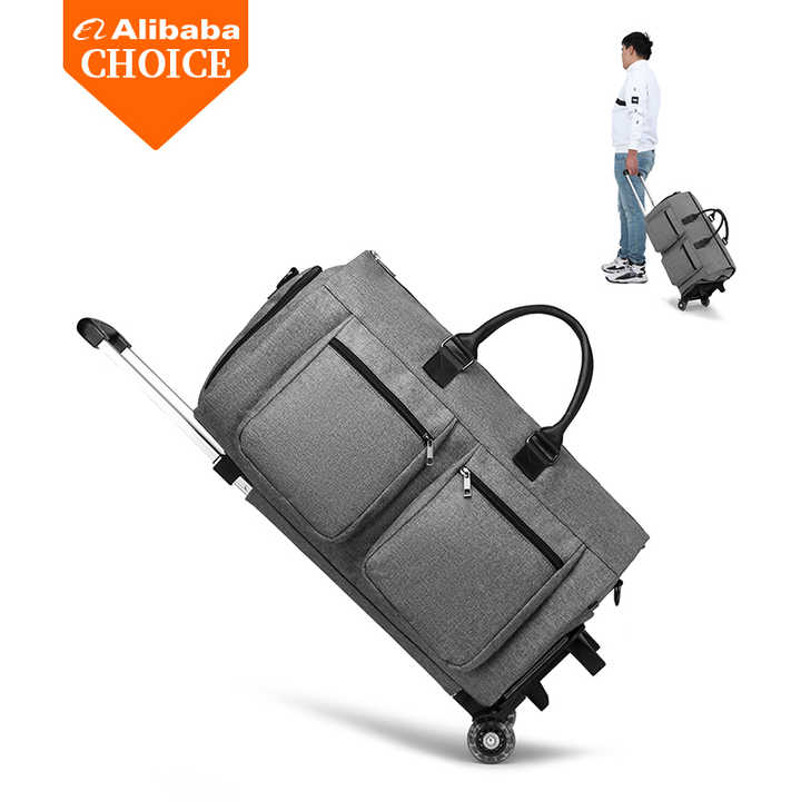 Custom Rolling Duffle Bag with Wheels Water Repellent Gray Men Wheeled ...