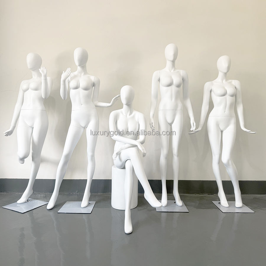 Boutique Fiberglass Model Window Display Mannequin Sitting Stand Matte ...