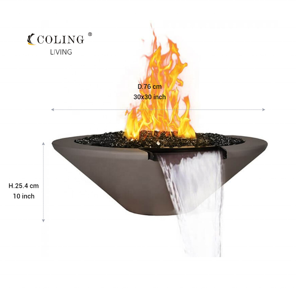 COLB003 Water and Fire Bowl - Modern Stainless Steel Spillway