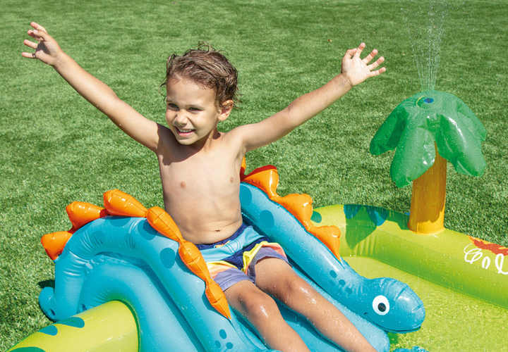 Original Authentic INTEX Dinosaur Slide Fountain Inflatable Swimming ...