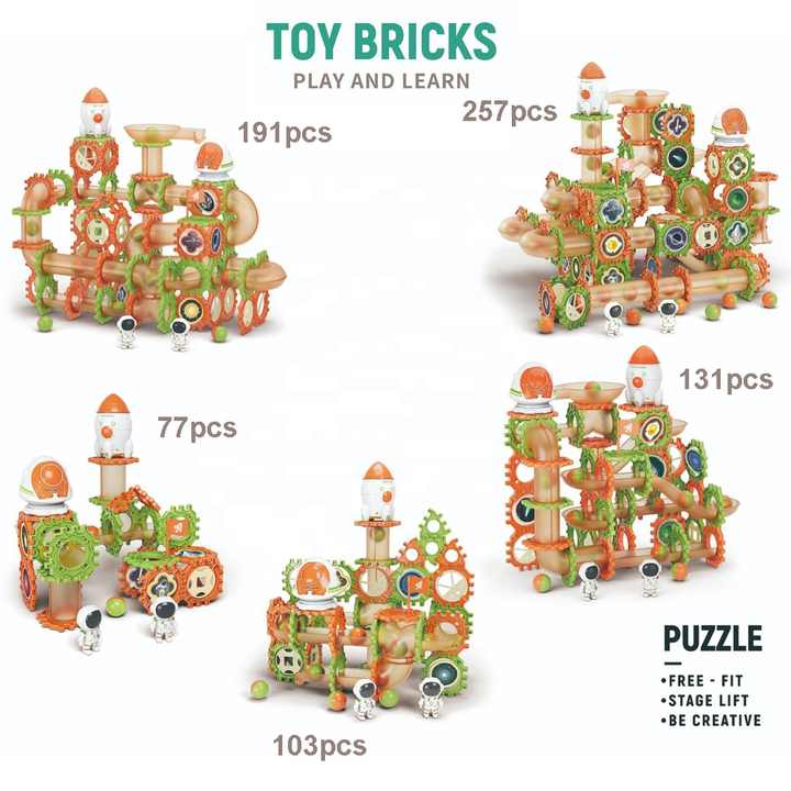 257pcs Rolling Ball Race Track Toy Blocks Set DIY Assemble