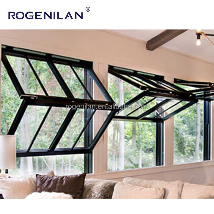 Fold up Black Aluminum Tempered Double Glass Accordion Horizontal ...