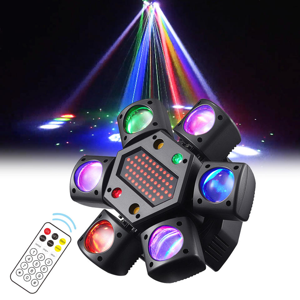 80W RGB LED Beam Moving Head Light Mini Six Arm Stage Rotating Effect ...
