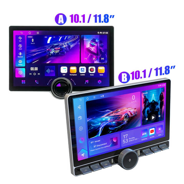 Single Knob GPS Touch Car Stereo with 10.1" QLED Screen