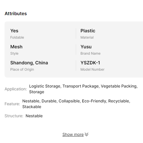 Plastic Vegetable Harvest Crates Nesting Container Foldable HDPE ...