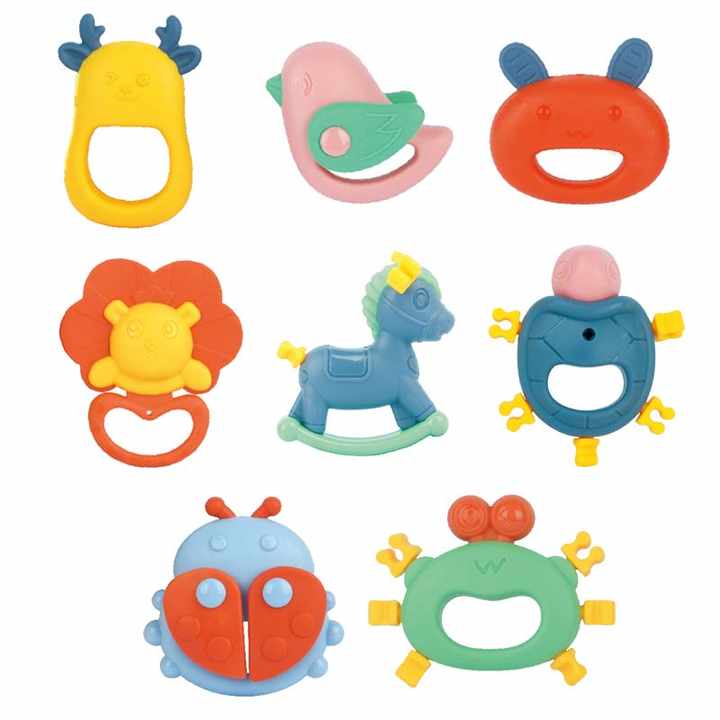 Yrb Baby 10 Pcs Lovely Rubber Rattles Teether Baby Safe Toys Animal ...