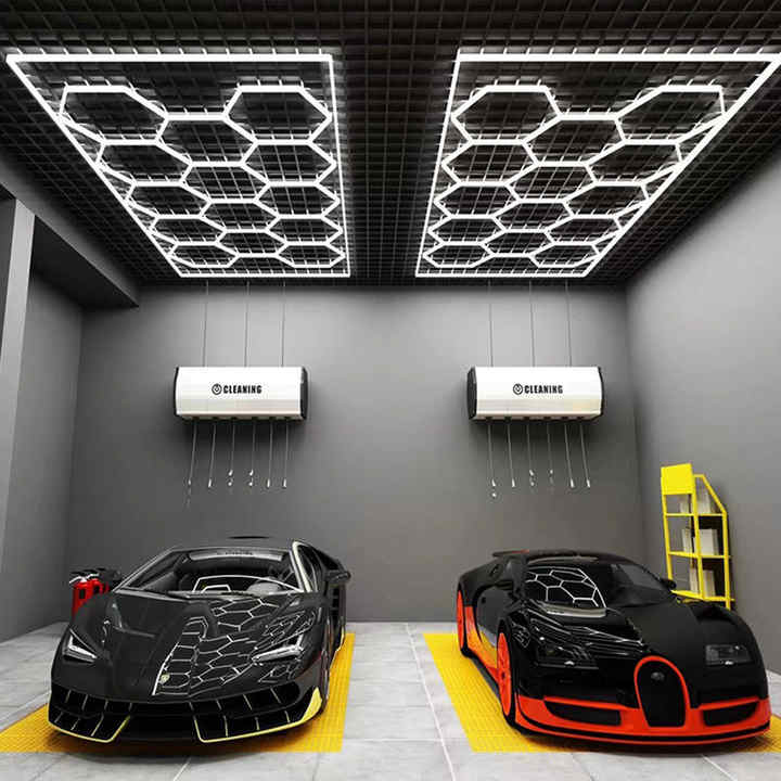 Car Garage LED Detailing Working Light Hexagon Ceiling Panel Honeycomb ...
