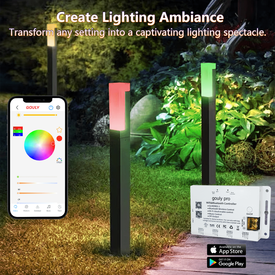 Gouly Smart App Control RGBW LED Bollard Light 6W 24V IP65 Waterproof ...