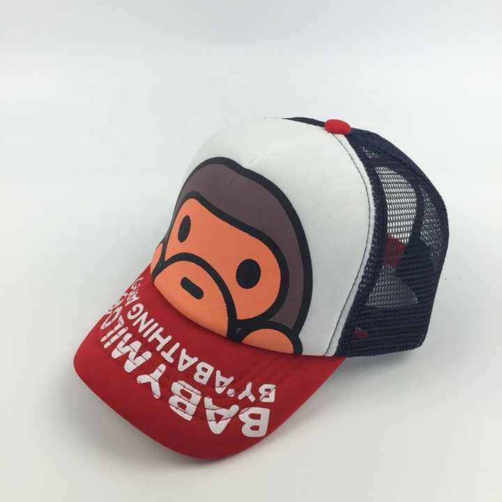 Custom Printed Monkey Logo Mesh Baseball Cap - Wholesale