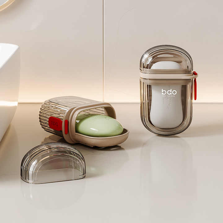 Good Design Portable Transparent Bathroom Plastic Soap Container Handle ...