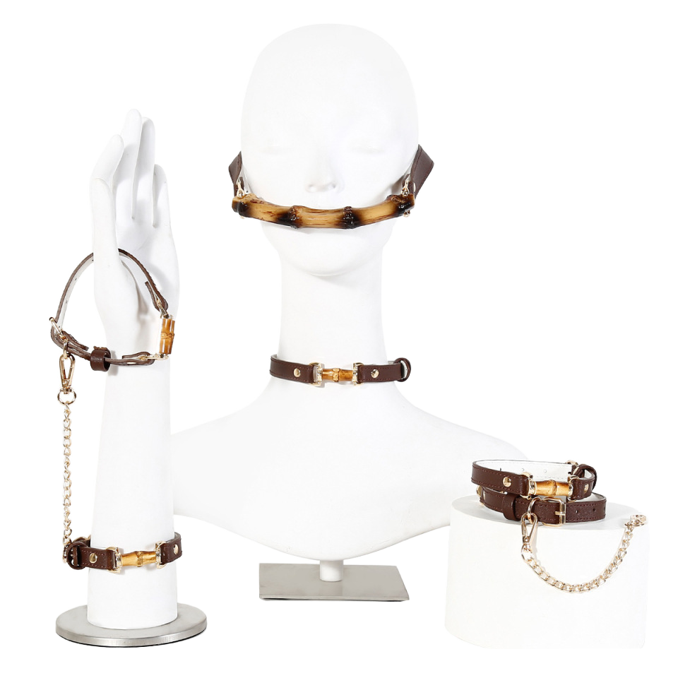 Women's Bamboo Flail Neck Sleeve Handcuffs & Foot Cuffs Set-Adult SM ...