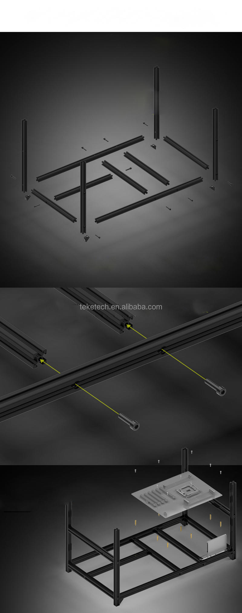 VEDDHA Stackable Aluminum Open Air Computer Tower 8 GPU Frame Rack Box ...