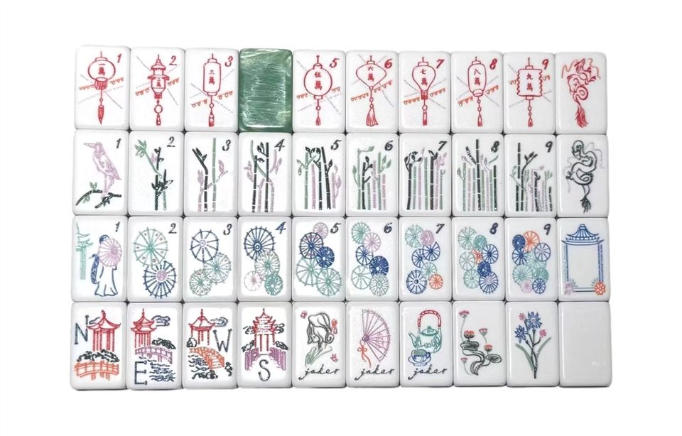 Cute American-Style Mahjong Unique Design Marble Green Acrylic Tiles ...