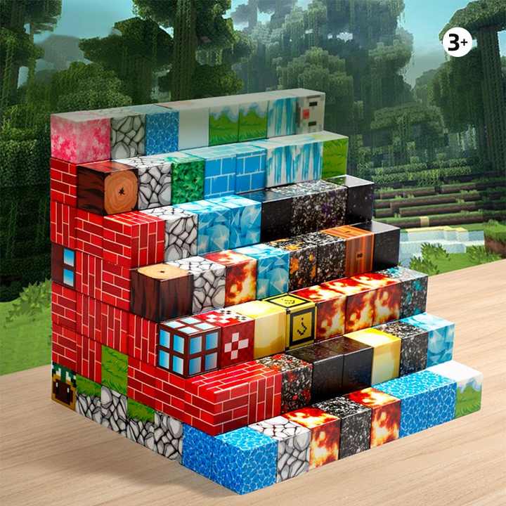 106pcs Build Mine Magnet World Edition Sensory Magnetic Blocks Snow ...