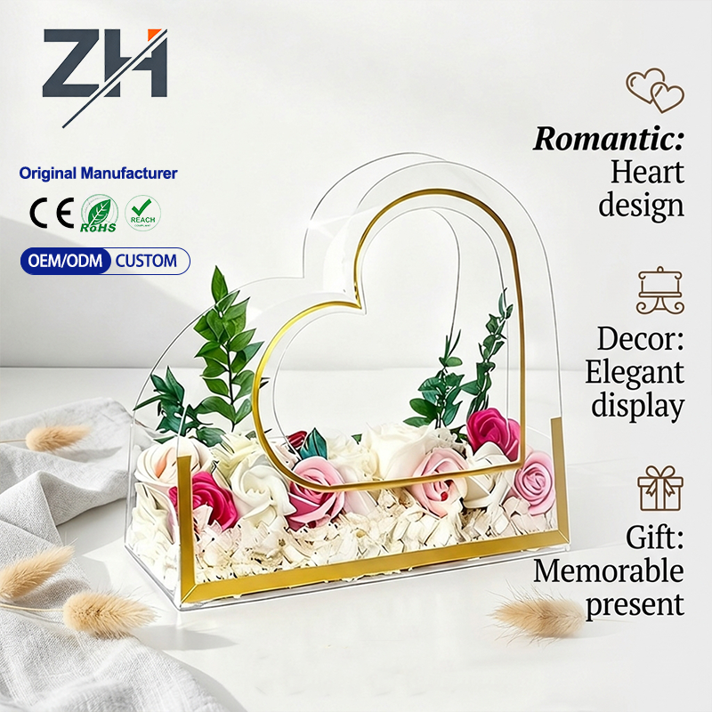 Heart-Shaped Transparent Acrylic Handheld Flower Souvenir Wedding ...