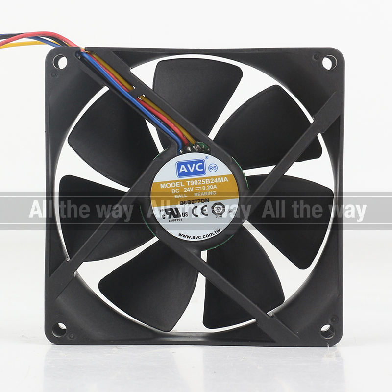 AVC 5V 12V 48V DC24V 0.20A AC EC 9025 90X90X25MM 9CM Dual Ball Four ...