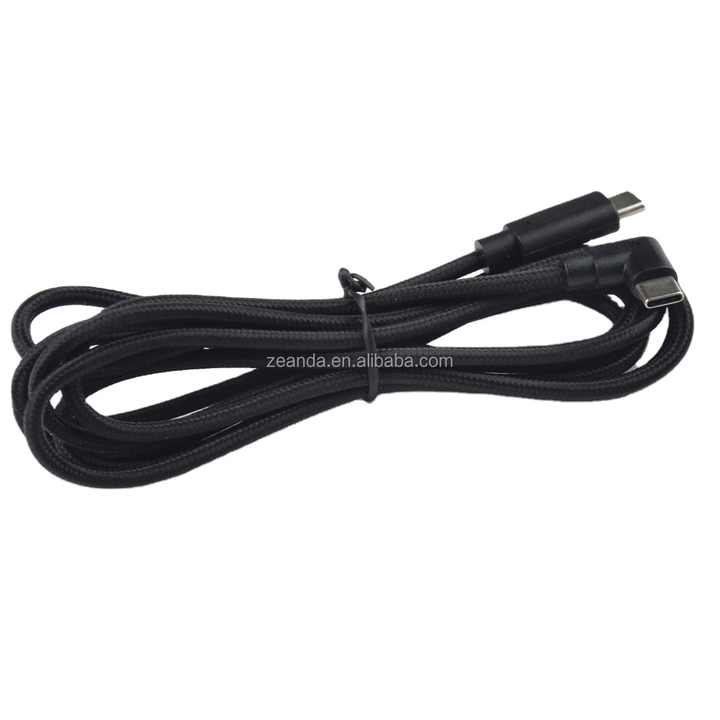 Black Usb type c power cord braided wire 90 degree right angle usb c ...