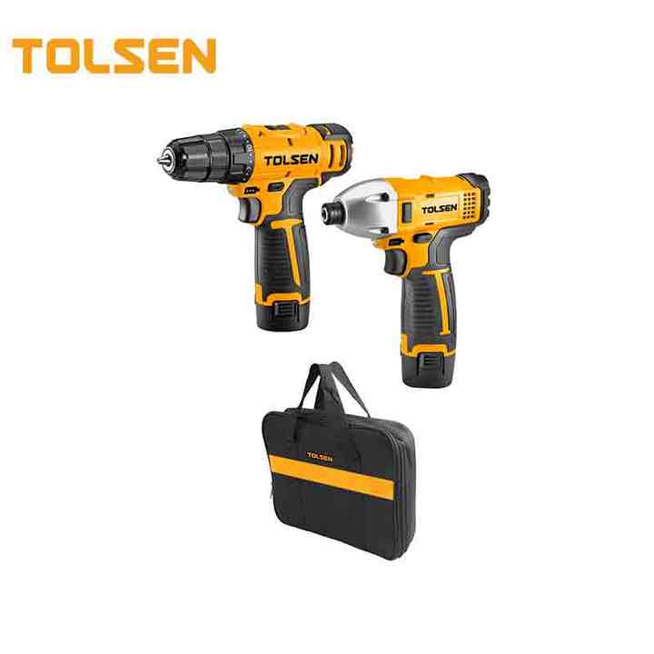 TOLSEN 79038 Power Tool Set - Cordless Drill & Impact Driver