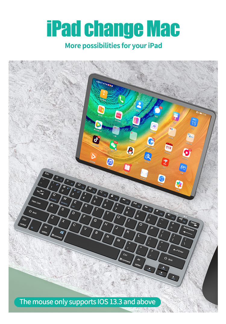 Wireless BT Mini Keyboard and Mouse Set Gaming Keyboard for PC Gamers ...