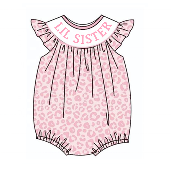 Infant Baby Girls Pink Leopard Smocked Embroidery Bubbles Romper ...