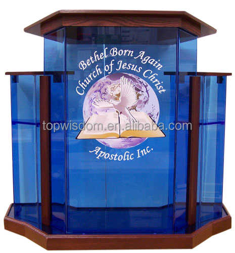Red Custom Perspex Pulpit Lectern Wingstyle Acrylic Podium for Church