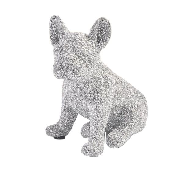 Resin Sparkly Frenchie Dog Sculpture Sliver French Bulldog Statue Resin ...