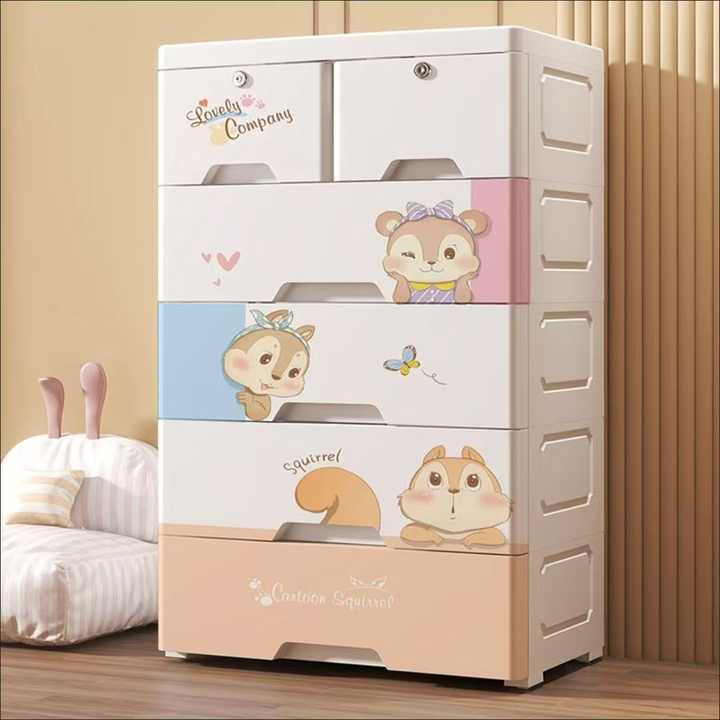 5-layer Plastic Storage Drawers Cabinet For Kids Bedroom & Nursery - Oem