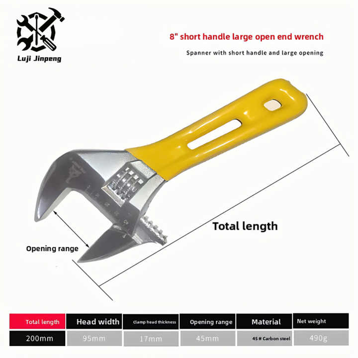 Yellow Handle Adjustable Wrench Ergonomic for Household Repair ...