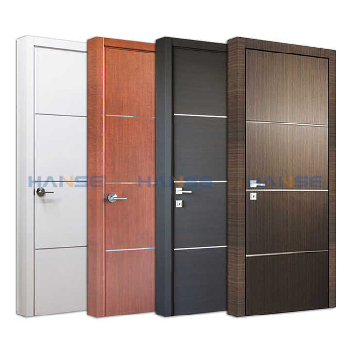 Pre Hung Interior Bedroom MDF Wooden Slabs Door Modern Walnut Veneer ...