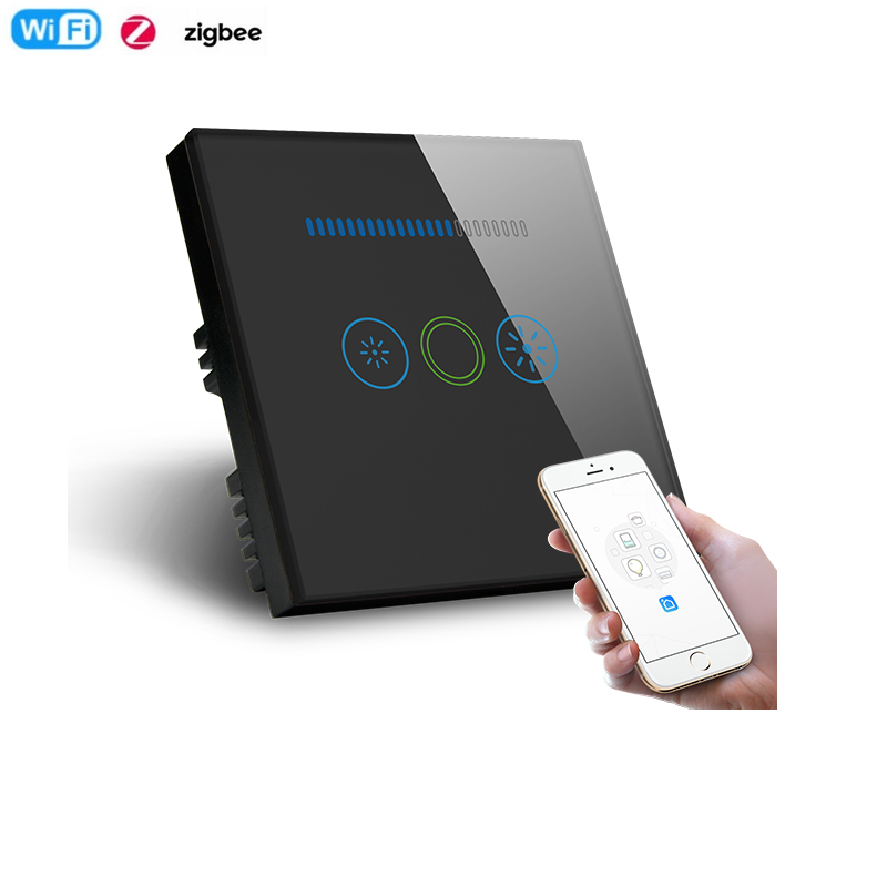 SMTLAP Smart Life 3-Gang WIFI Zigbee UK Standard Glass Dimmer Light ...