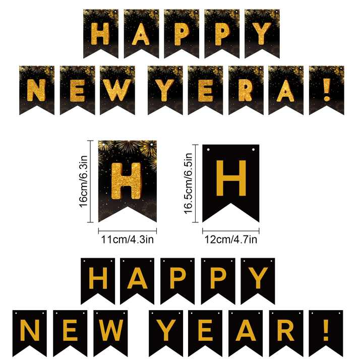 Pafu 2025 Gold Alphabet New Year Party Supplies Eve Party Decorations ...