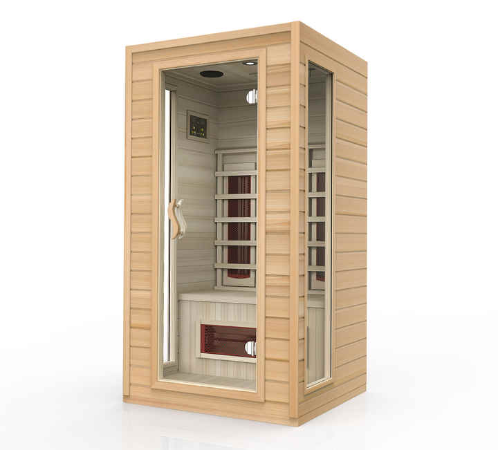 Solid Wood Infrared Sauna - 1 Person Dry Sauna Room SPA
