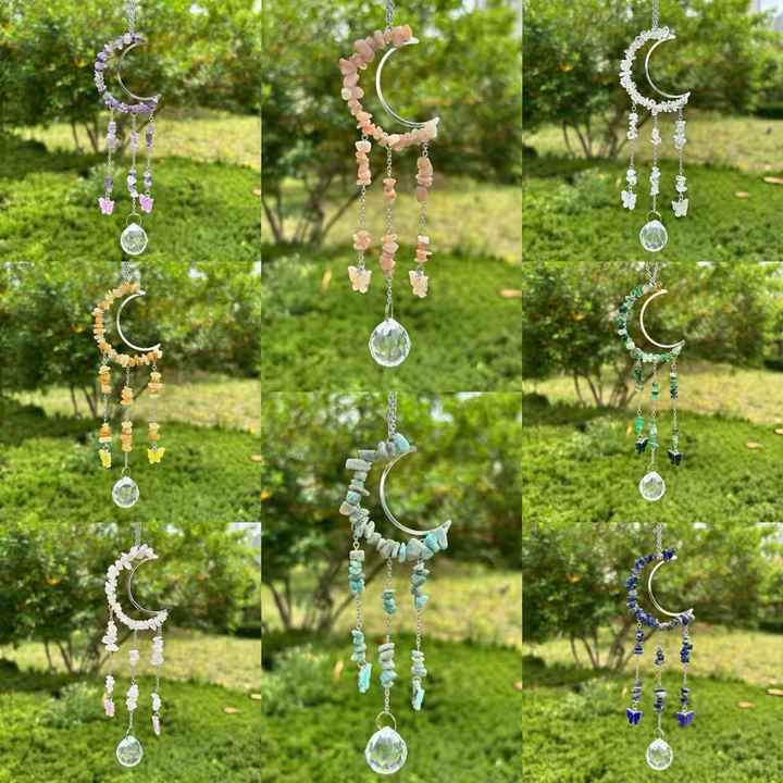 Natural Crystal Handmade Hanging Sun Catcher Small Size Moon Shape ...