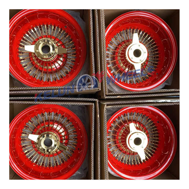 Red 13 Inch Rims Wire Wheels 13x7 72/100 Spokes Black Spoke Wire Wheels ...