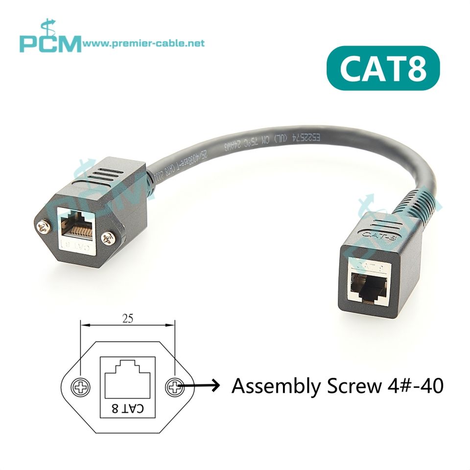 Screw Panel Mount CAT8 Female to Female Extender Cable SFTP Ethernet ...